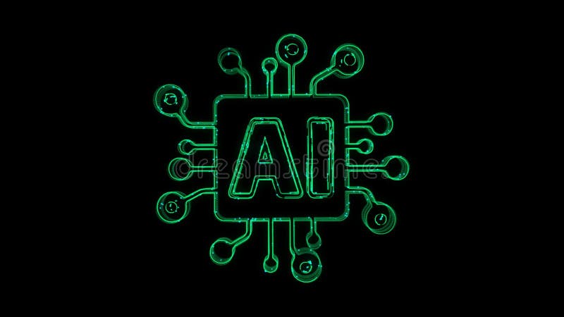 Artificial Intelligence AI Icon Rotate Around on Black Background Stock ...