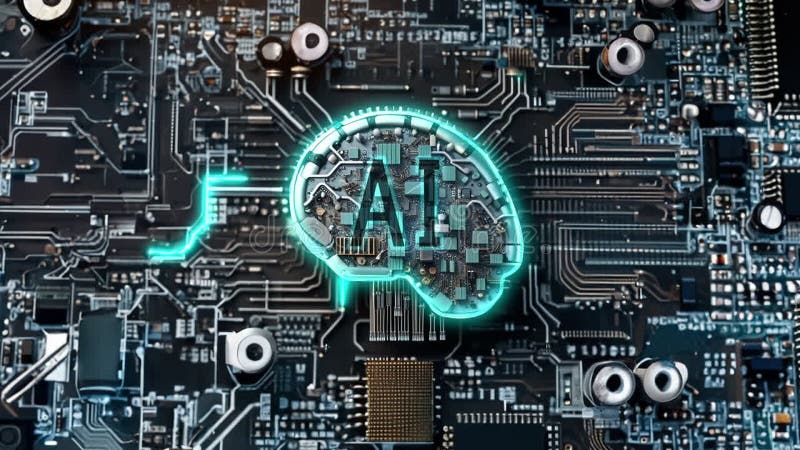 Artificial Intelligence AI Brain As Computer Chip on Circuit Board ...
