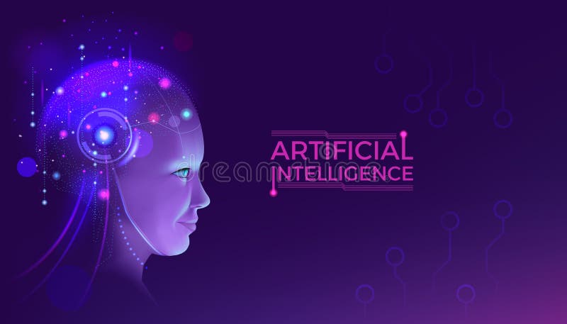 Artificial Intelligence. AI Brain. Digital Robot Technology. Glowing ...