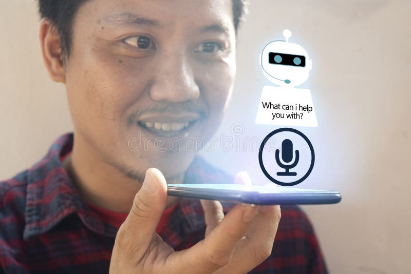Artificial Intelligence,AI Chat Bot Concept. Hands Holding Mobile Phone ...