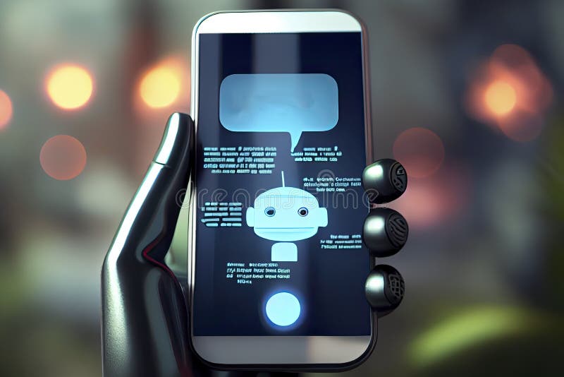 Artificial Intelligence Ai Chat Bot Idea Hands Holding a Phone Against ...