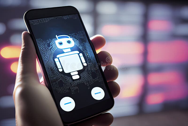 Artificial Intelligence Ai Chat Bot Idea Hands Holding a Phone Against ...