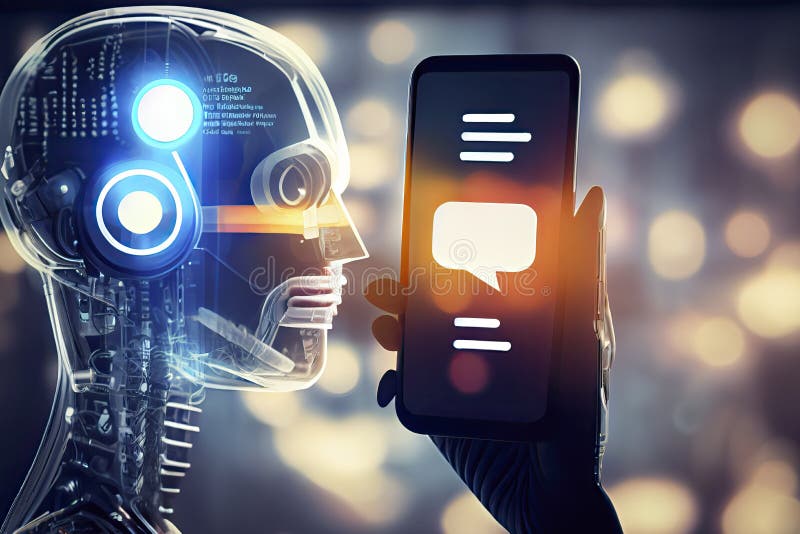 Artificial Intelligence Ai Chat Bot Idea Hands Holding a Phone Against ...