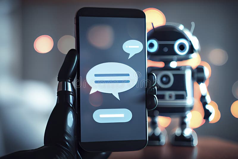 Artificial Intelligence Ai Chat Bot Idea Hands Holding a Phone Against ...