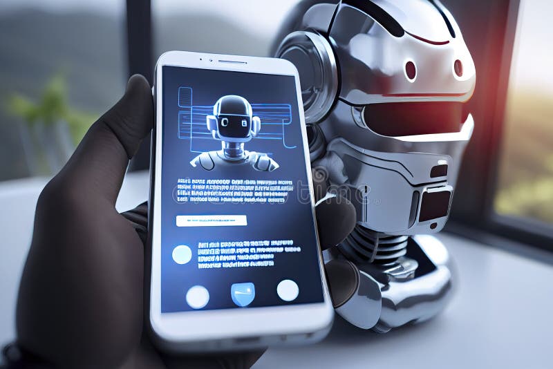 Artificial Intelligence Ai Chat Bot Idea Hands Holding a Phone Against ...