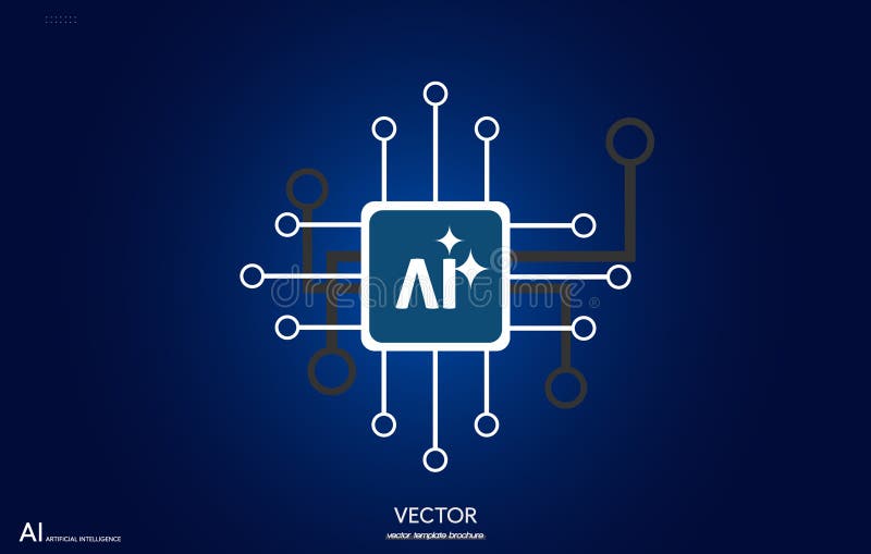 Artificial Intelligence AI Chip Illustration. CPU Memory or Processor ...