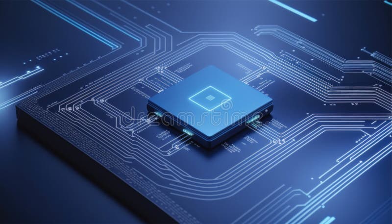 Artificial Intelligence Ai Circuit Board Blue Energy Stock Illustration ...
