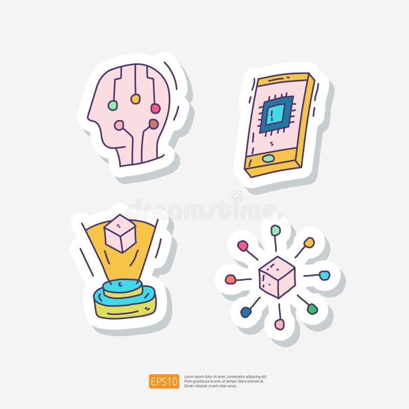 Artificial Intelligence AI. Circuit Board and Brain, Chip Structure on ...