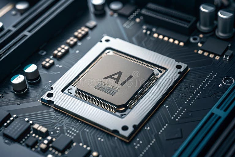 Artificial Intelligence AI on Computer CPU Motherboard Stock Photo ...