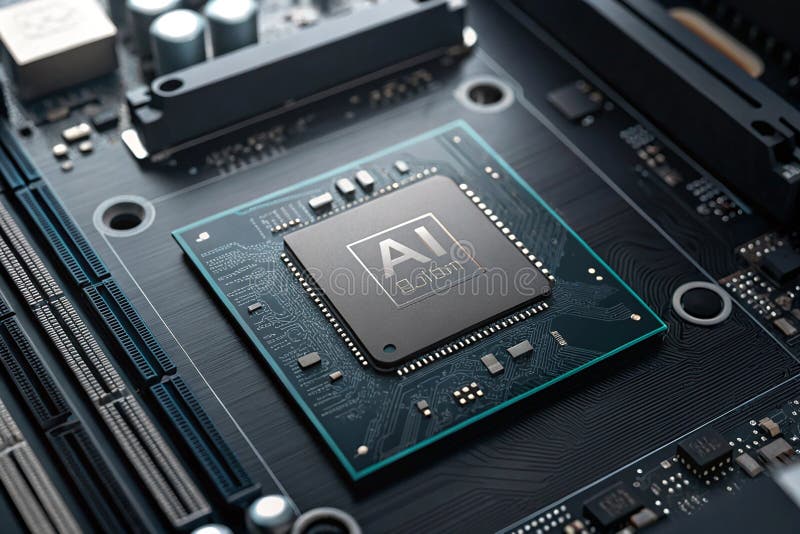 Artificial Intelligence AI on Computer CPU Motherboard Stock Image - Image of intelligence ...