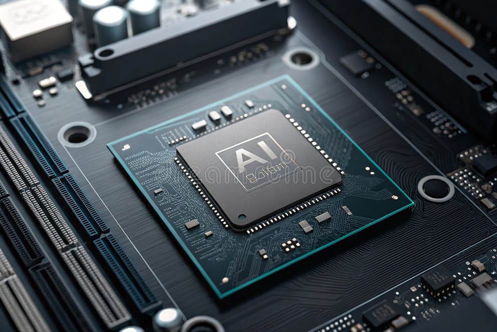 Artificial Intelligence AI on Computer CPU Motherboard Stock Image - Image of intelligence ...