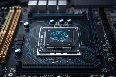 Artificial Intelligence AI on Computer CPU Motherboard Stock Photo ...