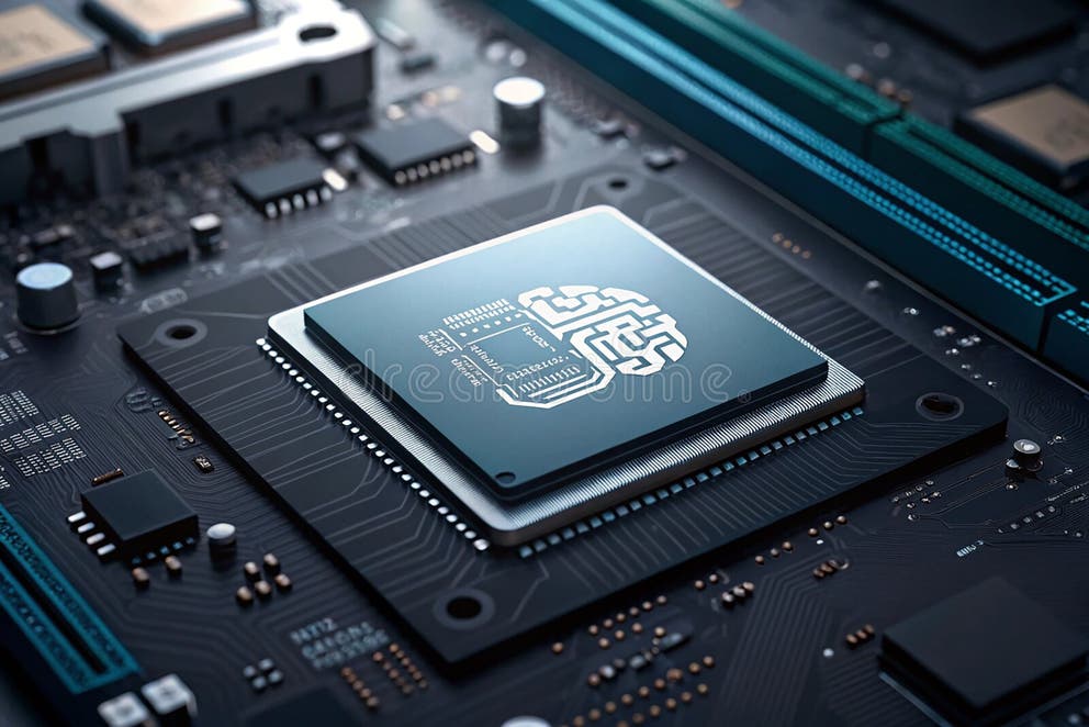 Artificial Intelligence AI on Computer CPU Motherboard Stock Image - Image of concept, board ...