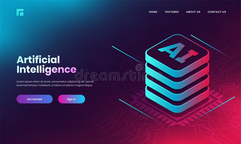 Artificial Intelligence AI Concept Based Landing Page Design with 3d AI ...