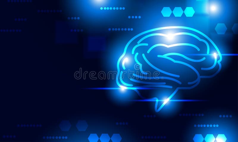Artificial Intelligence, AI Concept Brain Icon with Glowing Light on ...