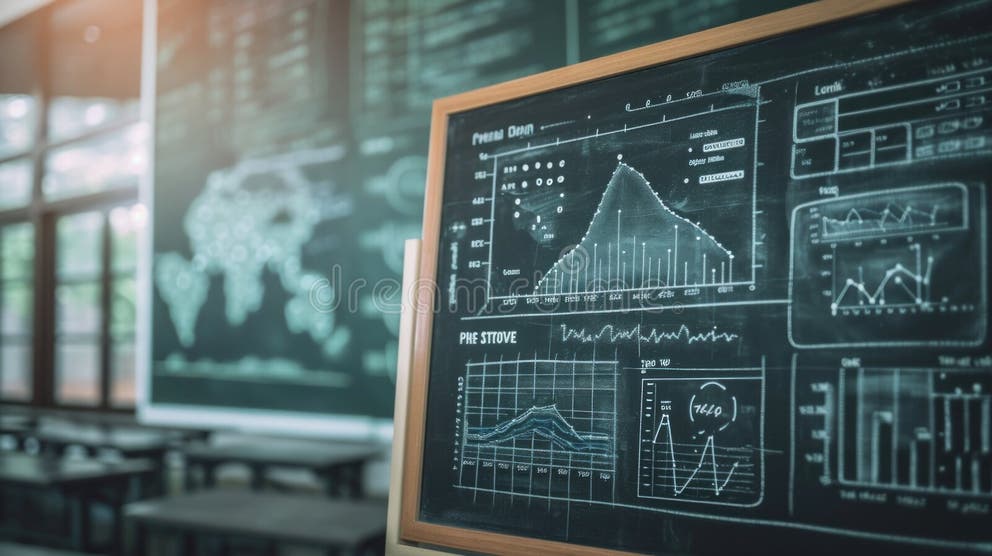 Artificial Intelligence AI-Driven Analytics in Classroom. Chalkboard ...