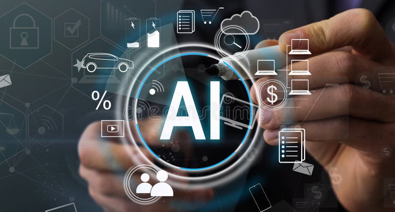 Artificial Intelligence Ai Futuristic Technology Concept Hand Holding Virtual Network Equipment ...