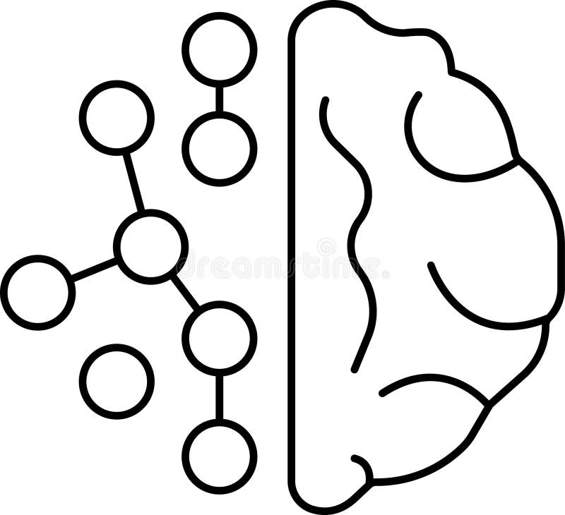 Artificial Intelligence AI Icon in Line Style, Machine Learning, Smart ...