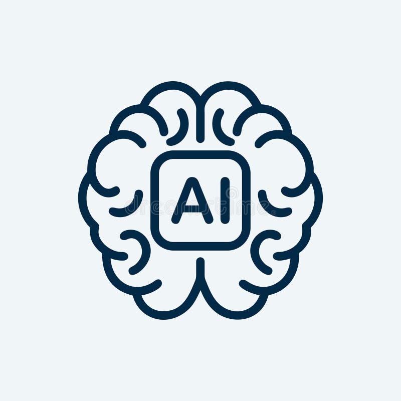 Artificial Intelligence AI Icon Vector Design with Brain and Technology ...