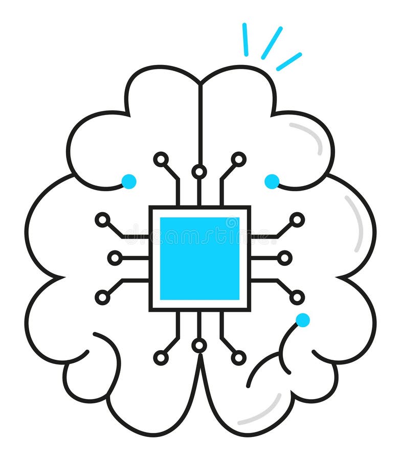 Artificial Intelligence AI, Including Cybernetics, Machine Learning, Robotics Icon Line Vector ...