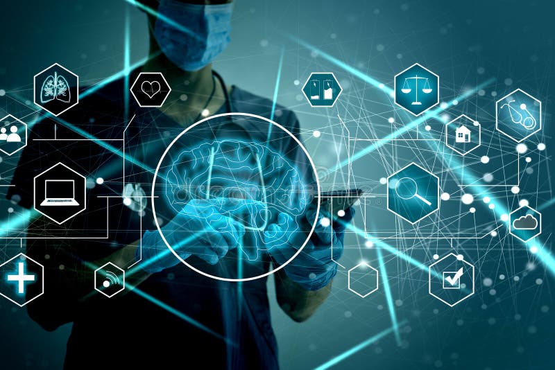 Artificial Intelligence AI, Internet of Things IoT. Business Man Using ...