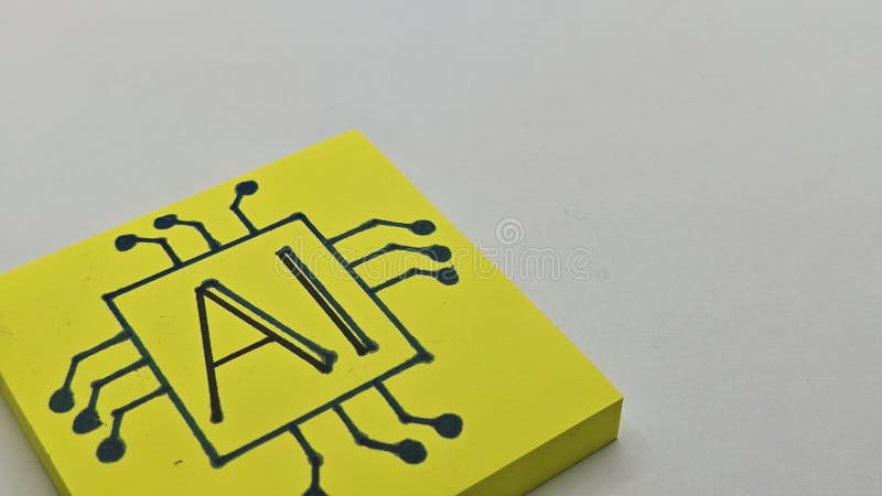 Artificial Intelligence (AI) Logo with Circuit Board on Yellow Stick ...