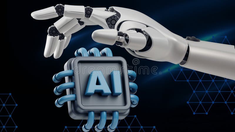 Artificial Intelligence (AI) and Machine Learning Concept As a 3D Illustration. Stock ...