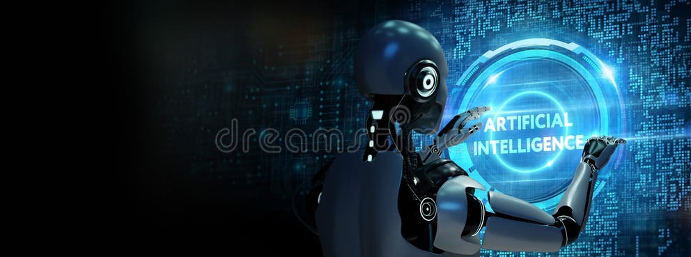 Artificial Intelligence AI, Machine Learning and Modern Computer Technologies Concepts. Robot ...