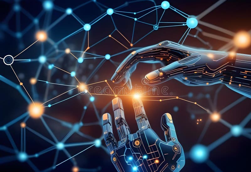 Artificial Intelligence (AI) Machine Learning, Robot Stock Illustration ...