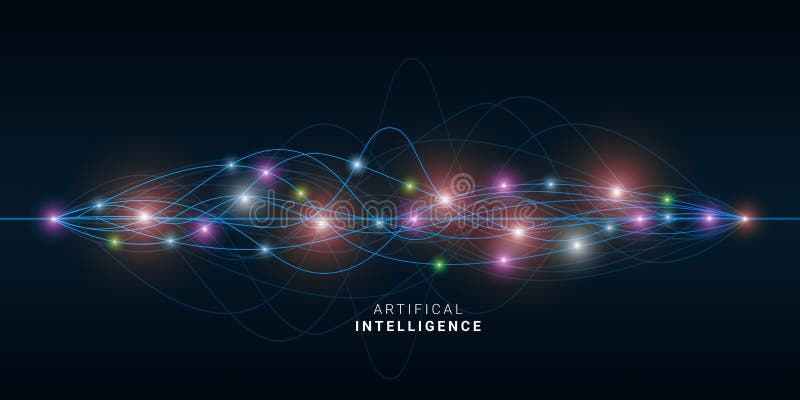 Artificial Intelligence. AI Neural Network Lines, Digital Wave with ...