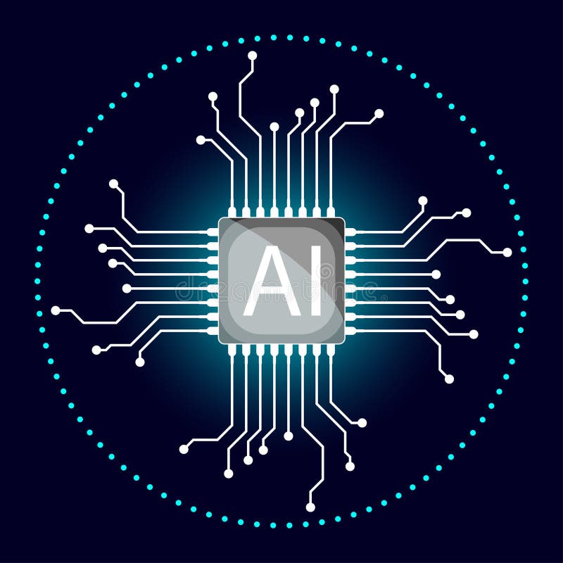 Artificial Intelligence AI Pictogram Circuit Line Style. Micro ...