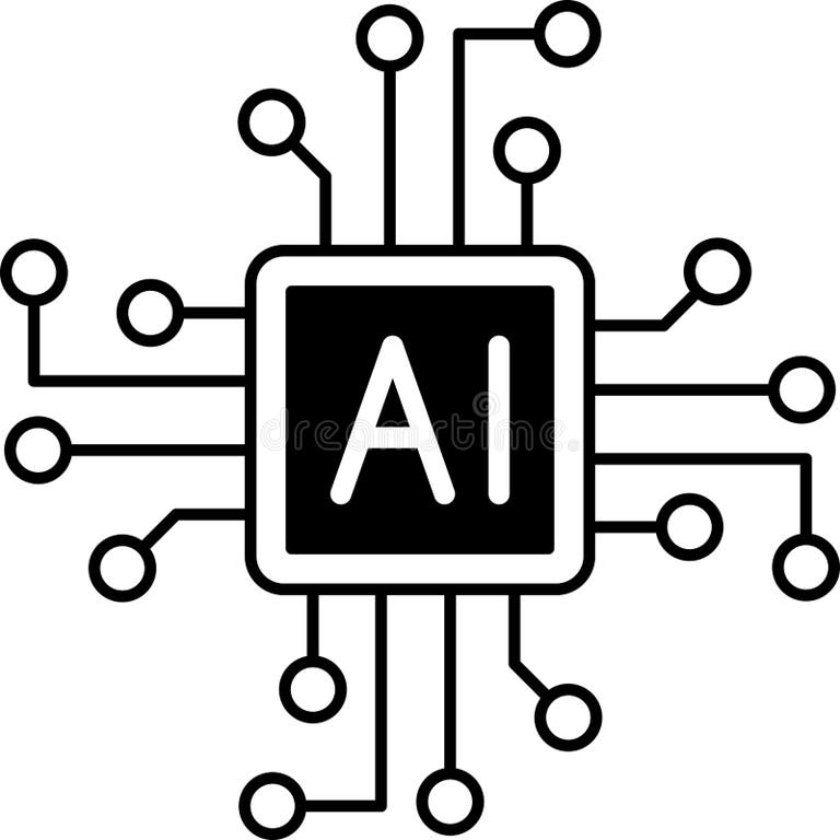 Artificial Intelligence AI Processor Chip Vector Icon Sign for Graphic ...