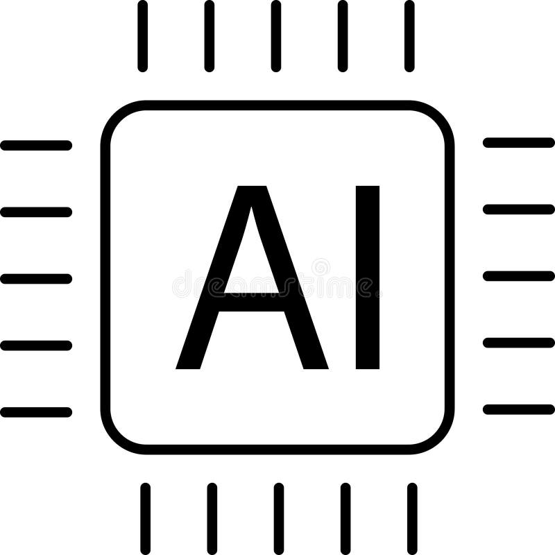 Artificial Intelligence AI Processor Chip Vector Icon Sign for Graphic ...