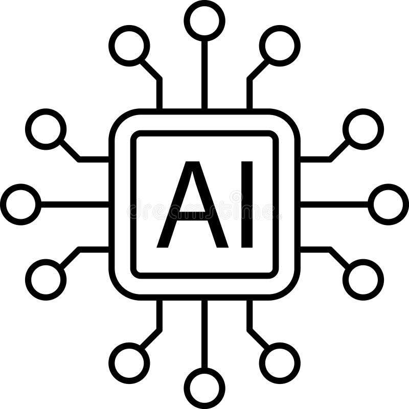 Artificial Intelligence AI Processor Chip Vector Icon Sign for Graphic ...