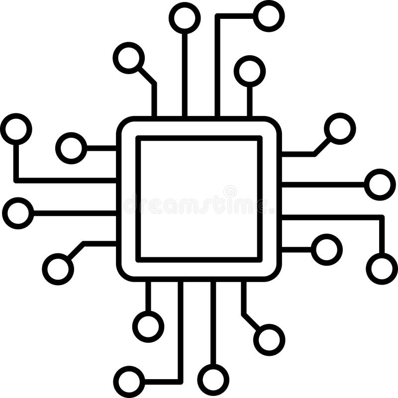 Artificial Intelligence AI Processor Chip Vector Icon Sign, UI. Processor Circuit Ai Line Icon ...