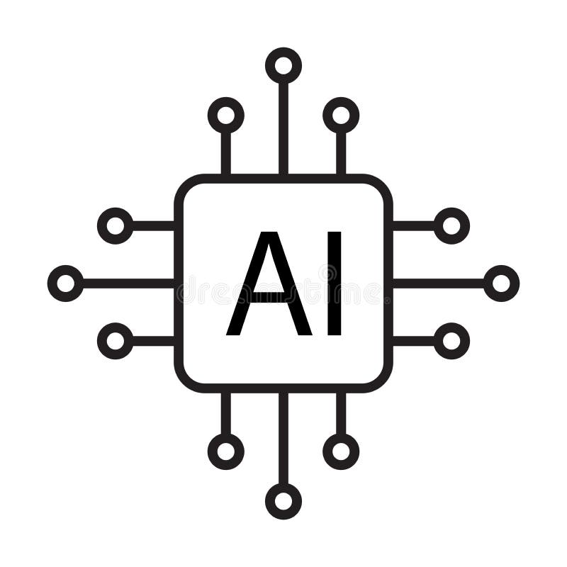 Artificial Intelligence AI Processor Chip Vector Icon Symbol for ...