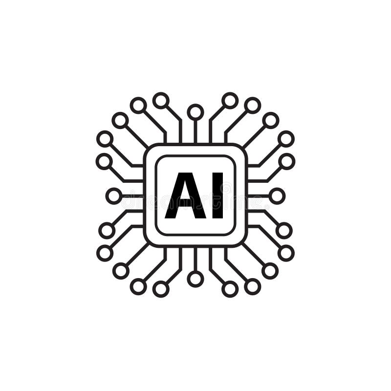 Artificial Intelligence Ai Processor Chip Vector Icon Symbool Voor ...