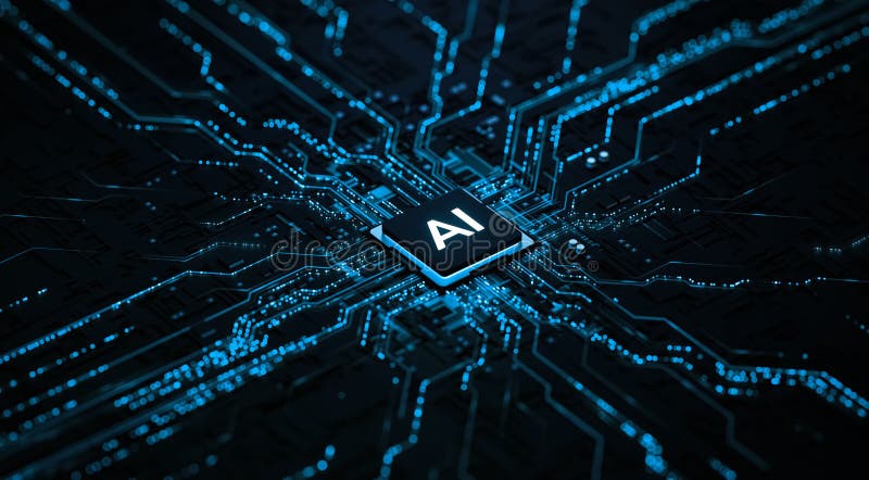 Artificial Intelligence AI Processor on Circuit Board Stock Illustration - Illustration of ...
