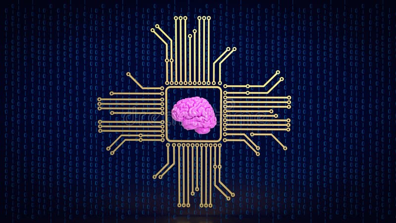 The Brain and it Gadget for Ai or Machine Learning Concept 3d Rendering ...