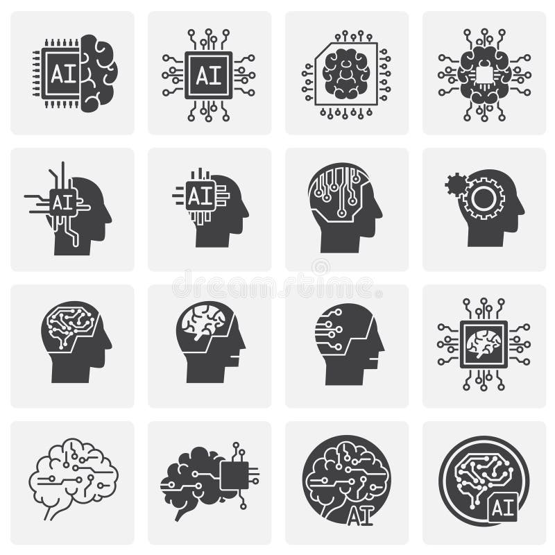 Artificial Intelligence Ai Related Icon on Background for Graphic and ...