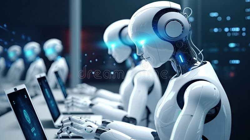 Artificial Intelligence, or Ai Robot Working at Office by Using ...