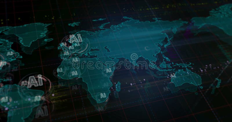 Artificial Intelligence AI Symbol on World Map Stock Video - Video of ...