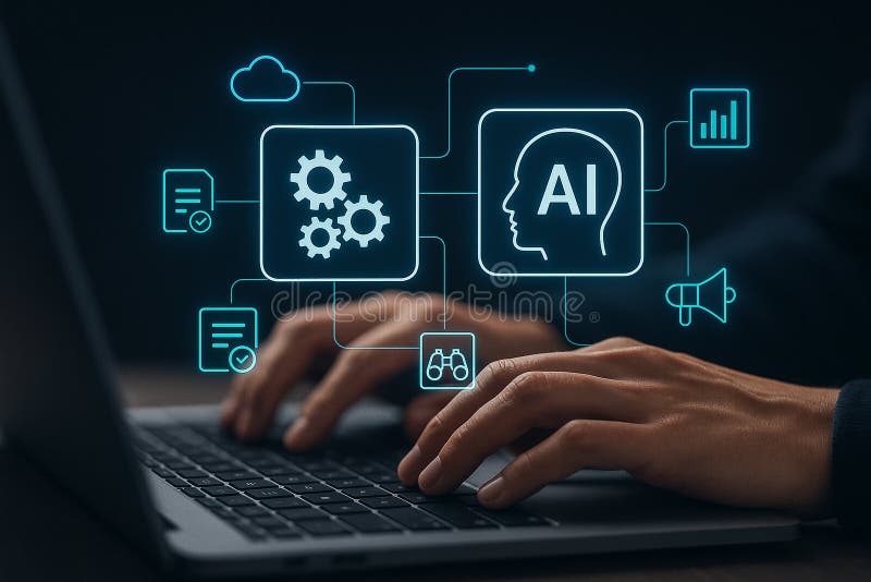 Artificial Intelligence Ai Technology Machine Learning and Automation Concept on Laptop for ...