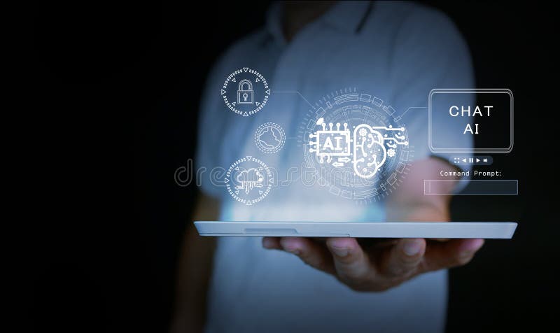 AI Tech. Chat Bot, Chat with Ai. Virtual Graphic of a Chatbot on a ...