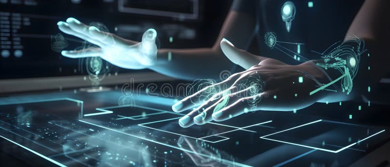 Artificial Intelligence (AI) Technology. Showing Hologram in the Cyber ...