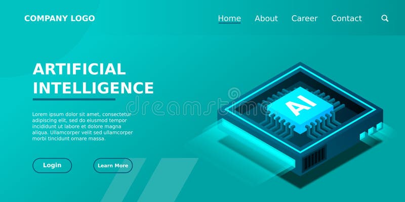 Artificial Intelligence, AI Web Banner, Isometric Cloud Computing Concept, Data Mining ...