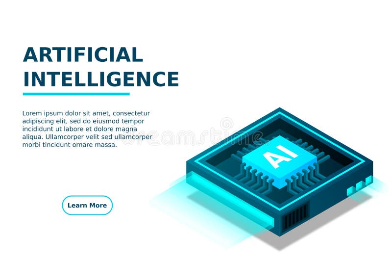 Artificial Intelligence, AI Web Banner, Isometric Cloud Computing Concept, Data Mining ...