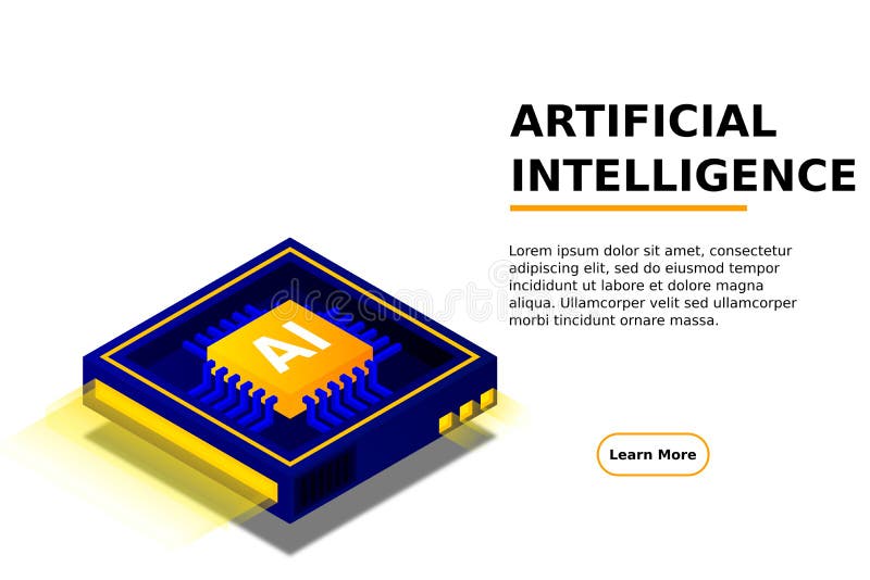Artificial Intelligence, AI Web Banner, Isometric Cloud Computing Concept, Data Mining ...