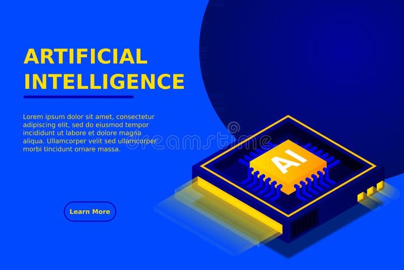 Artificial Intelligence, AI Web Banner, Isometric Cloud Computing Concept, Data Mining ...