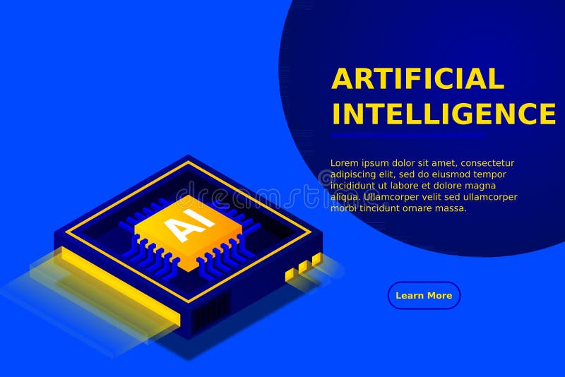 Artificial Intelligence, AI Web Banner, Isometric Cloud Computing Concept, Data Mining ...
